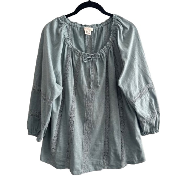 Sundance | Tops | Sundance Light Blue Sunwashed Crochet Lace Peasant ...